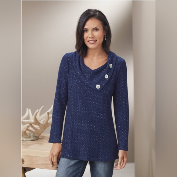 NorthStyle | Tops | North Style Pin Dot Envelopeneck Tunic | Poshmark